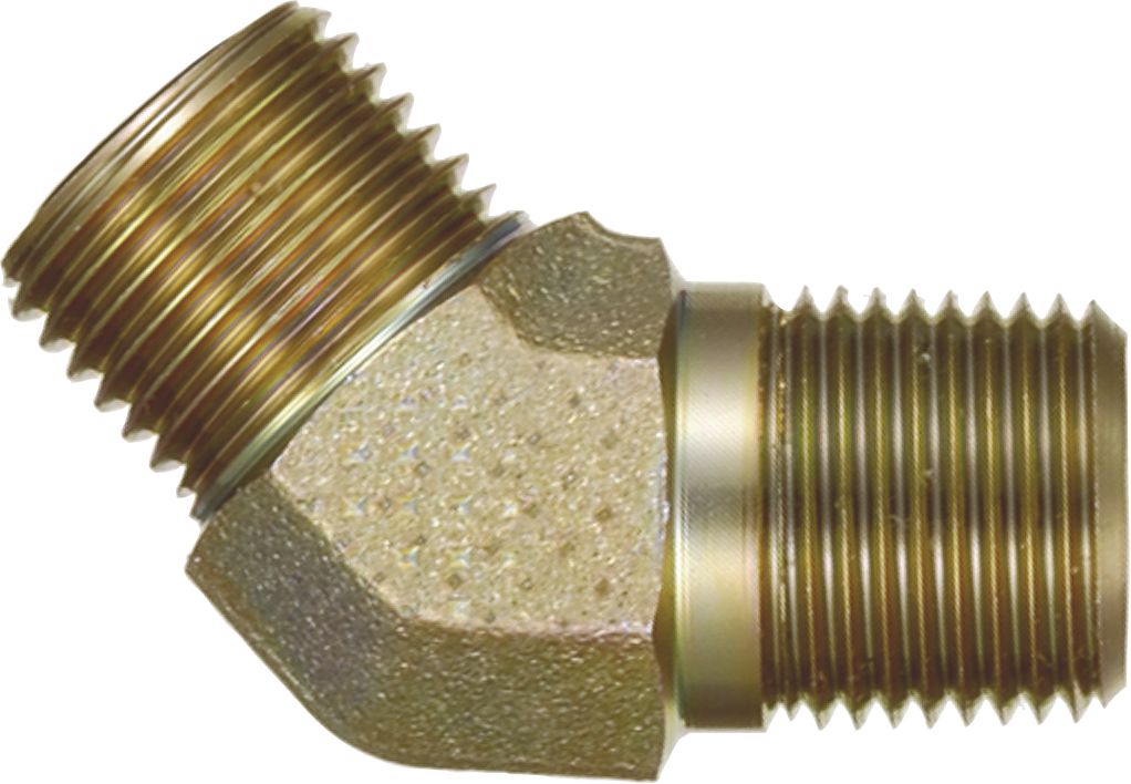 Hydraulic Adapters, 45° Elbow, Male ORFS X Male NPTF – Lawson Products