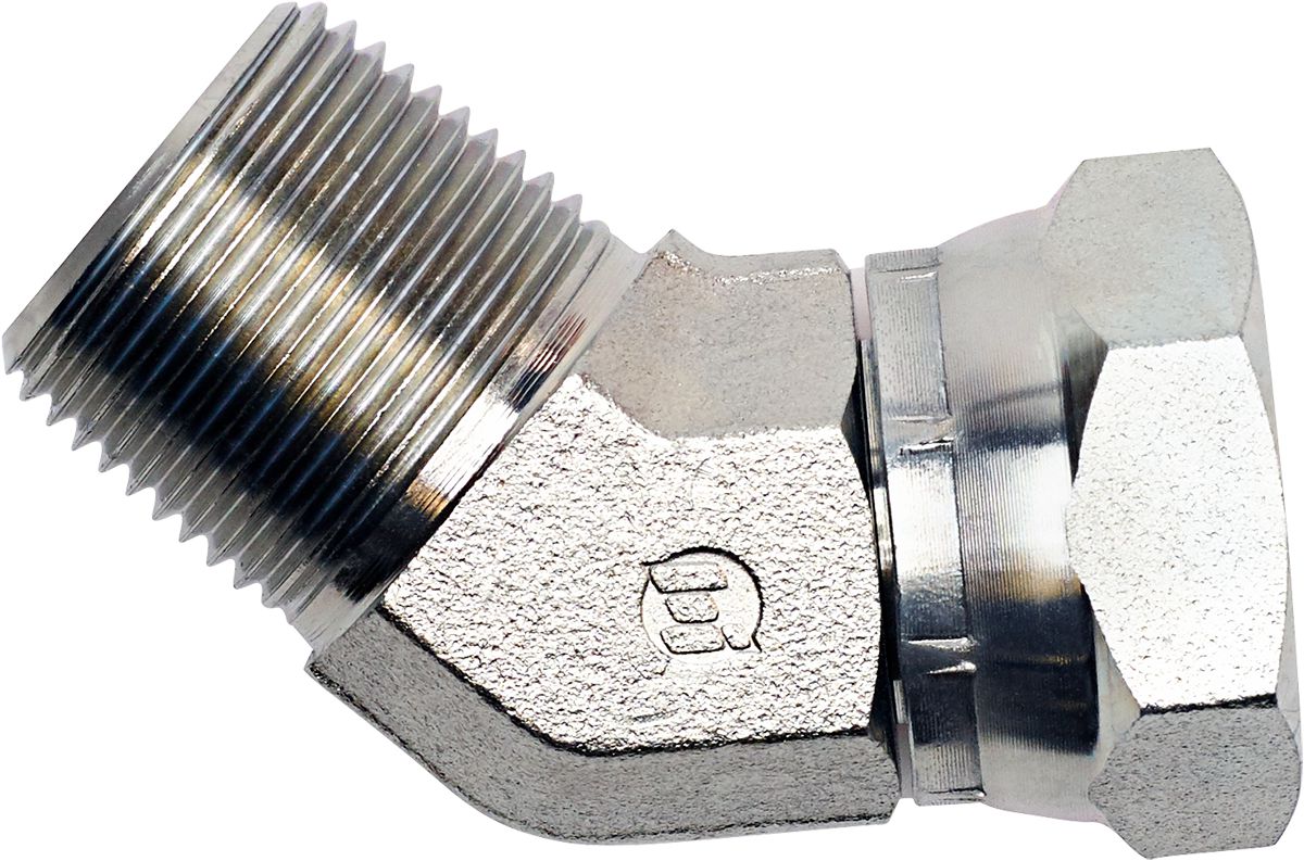 Hydraulic Adapters, 45° Elbow, Male NPTF X Female NPSM Swivel – Lawson Products