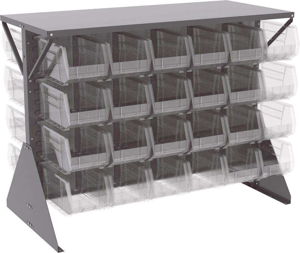 Louvered Low Profile Floor Rack, Double-Sided, 48 Clear Bins – Lawson ...