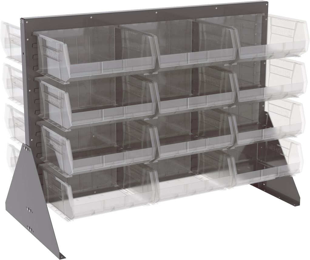 Louvered Low Profile Floor Rack, Double-Sided, 24 Clear Bins, No Shelf ...
