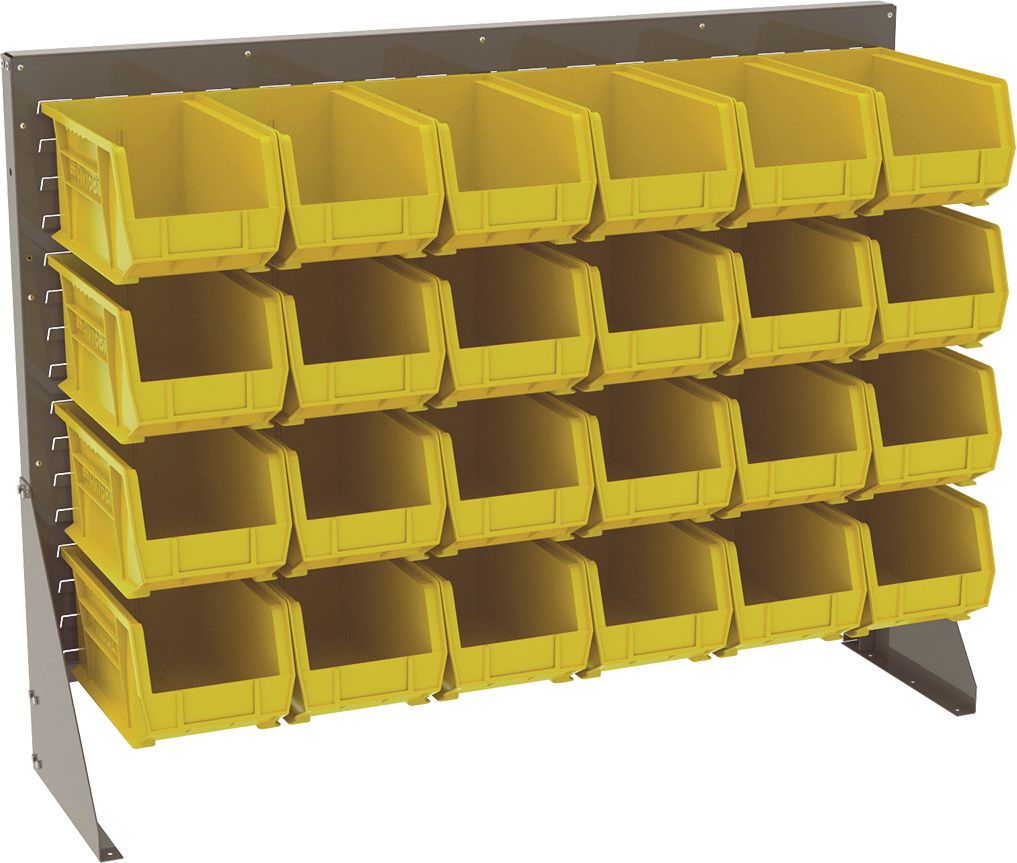 Louvered Low Profile Floor Rack, Single-Sided, 24 Yellow Bins – Lawson ...
