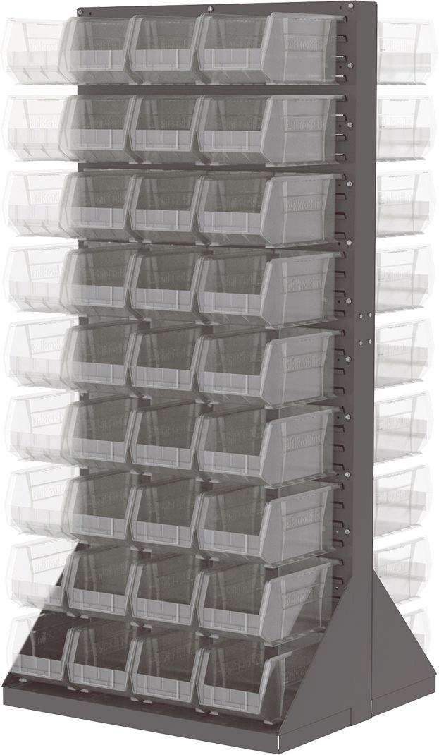 Louvered Floor Rack, Heavy-Duty, Double-Sided, 72 Clear Bins – Lawson ...