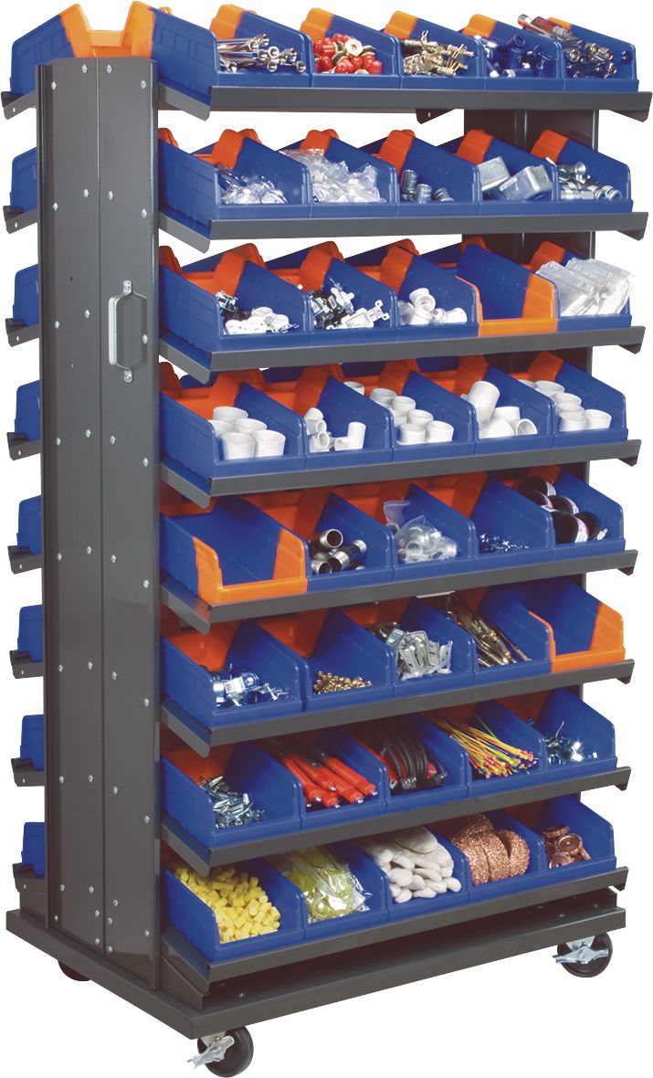 Double-Sided Pick Rack, 16 12" Deep Shelves, 80 Indicator™ Bins ...