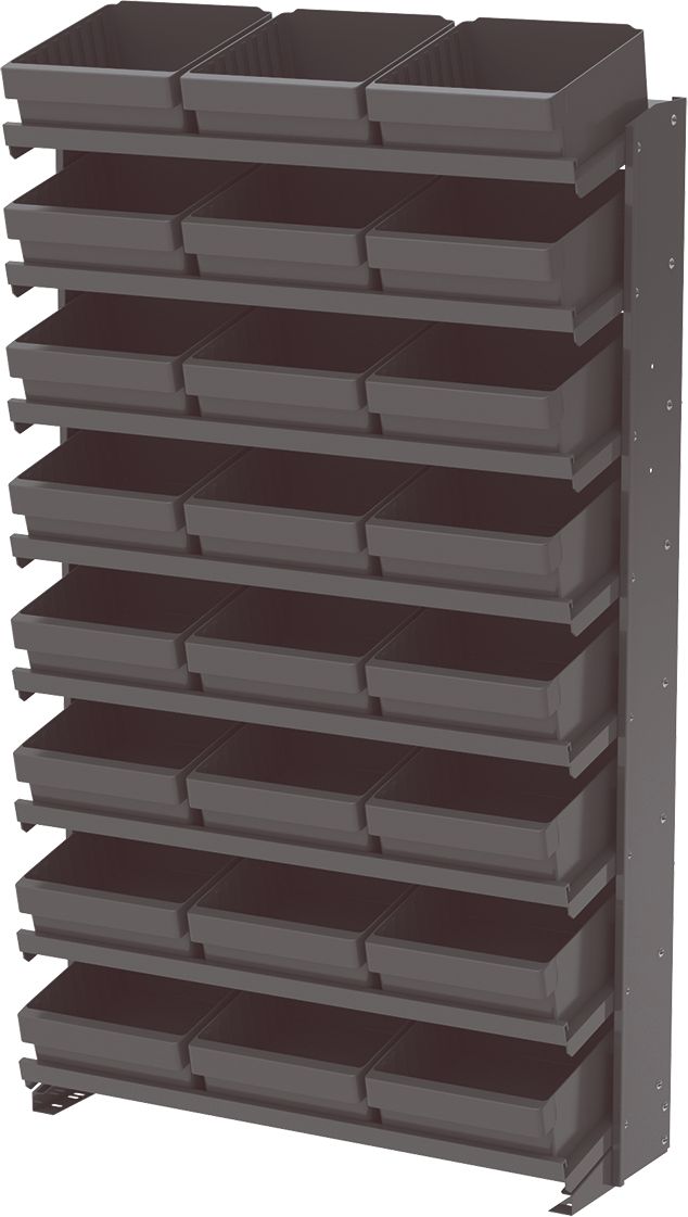 Single-Sided Pick Rack, 8 12" Deep Shelves, 24 Gray AkroDrawers ...
