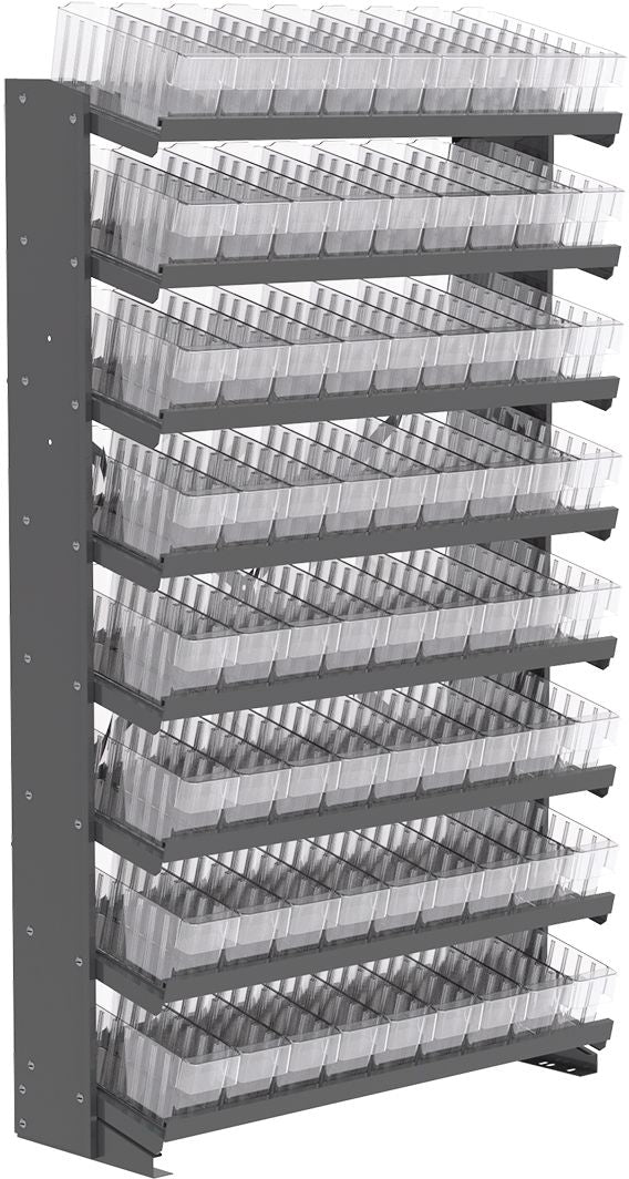 Single-Sided Pick Rack, 8 12" Deep Shelves, 72 Clear AkroDrawers ...