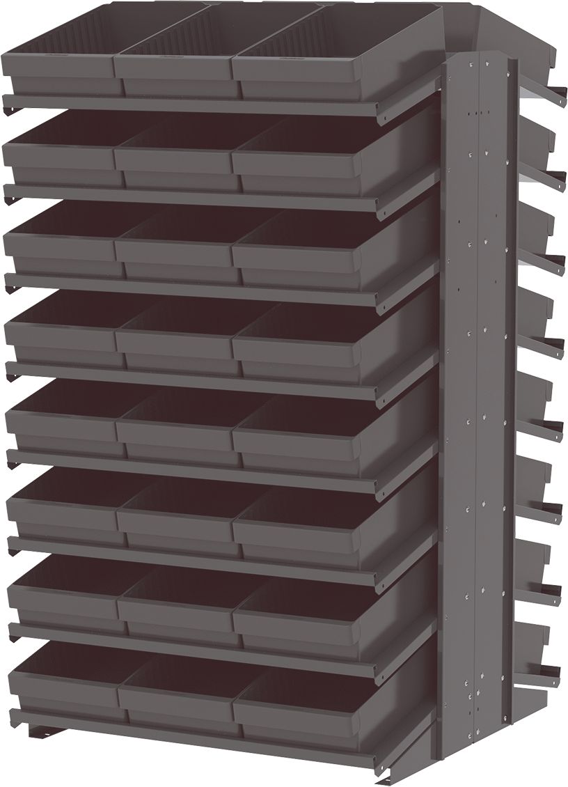 Double-Sided Pick Rack, 16 18" Deep Shelves, 48 Gray AkroDrawers ...
