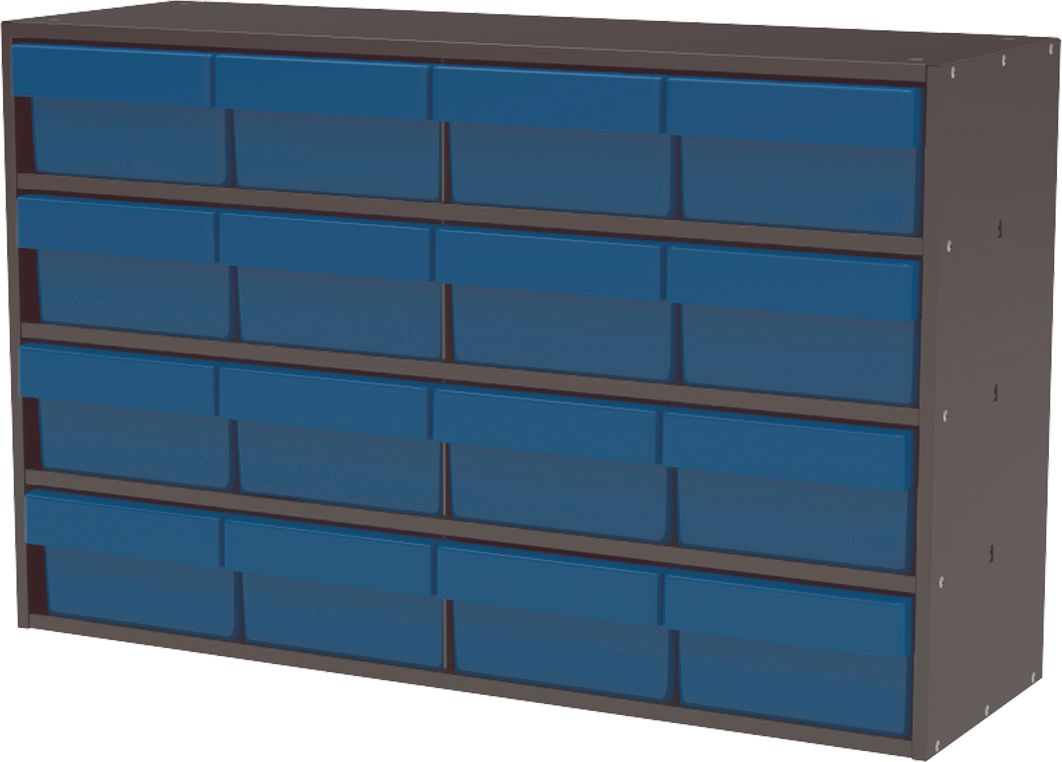 Small Stackable Cabinet, Textured Charcoal, 16 Blue Drawers – Lawson ...