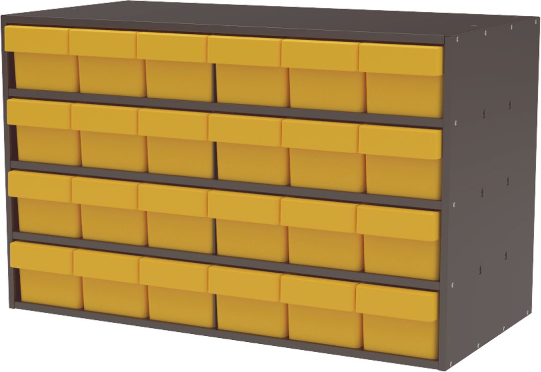 Large Stackable Cabinet, Textured Charcoal, 24 Yellow Drawers – Lawson ...