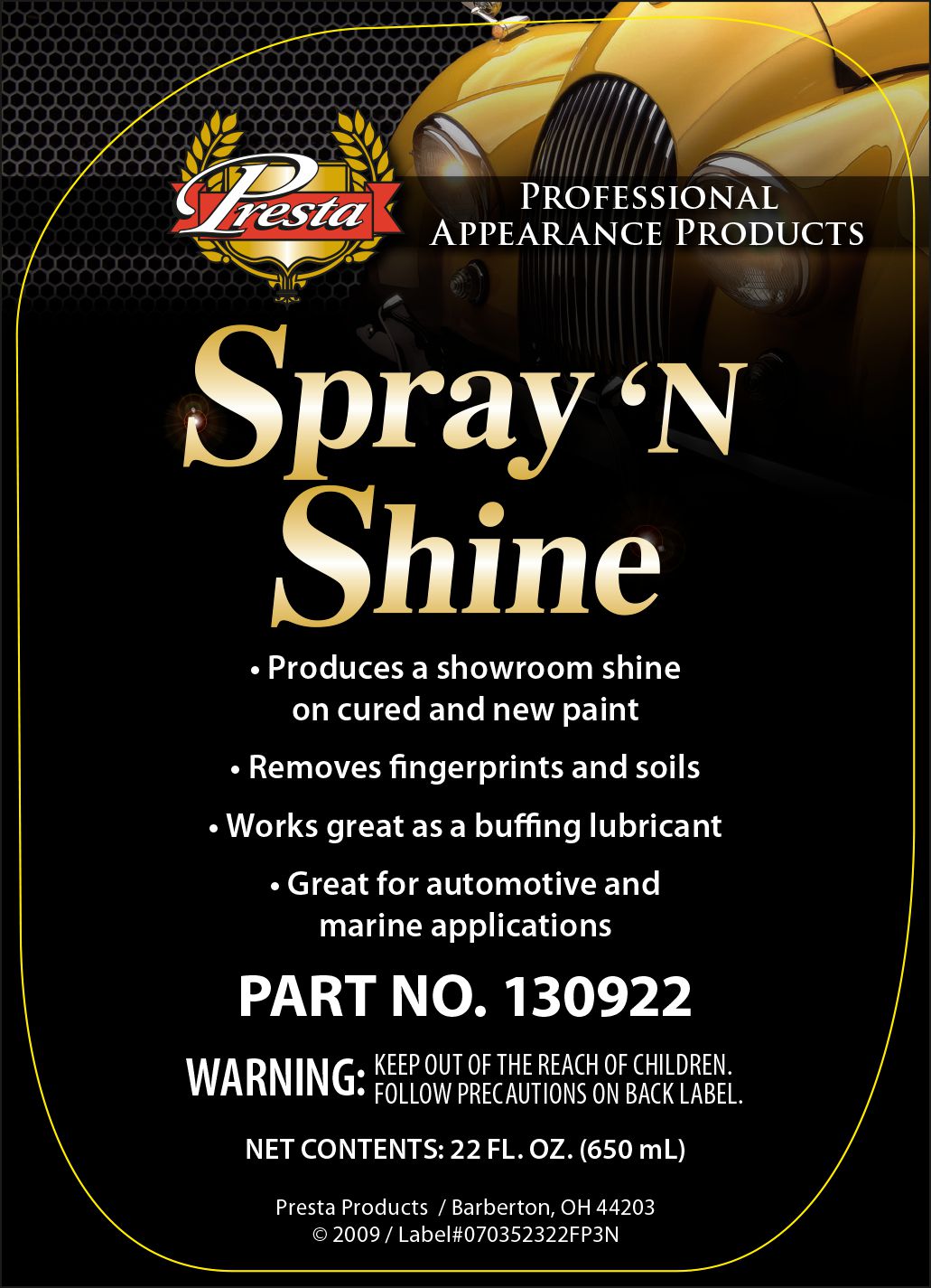 Spray 'N Shine Cleaner Label – Lawson Products