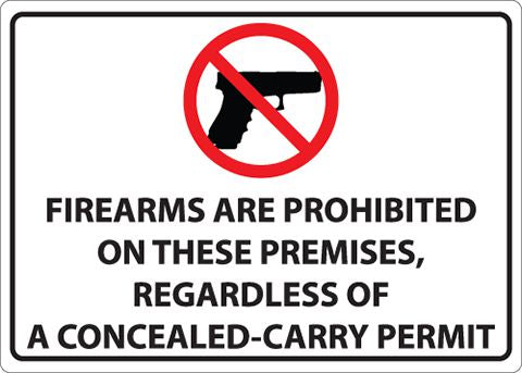 Concealed Carry Sign, Firearms Prohibited – Lawson Products