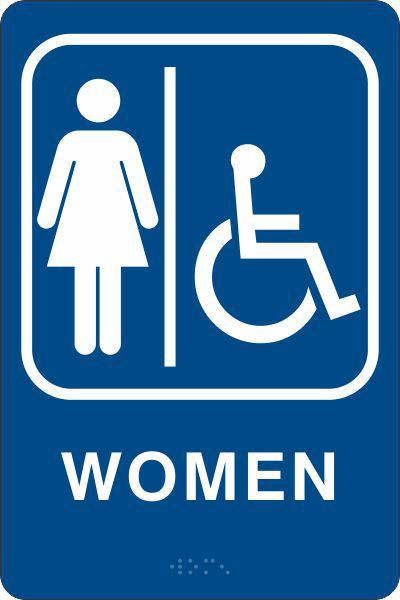 ADA Braille Women Handicap Accessible Restroom Sign With Picto, Acryli ...