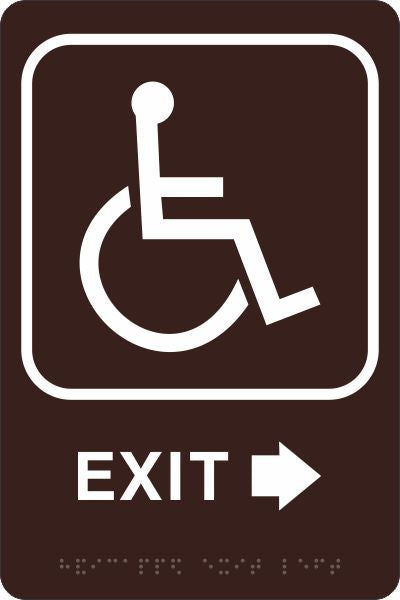 ADA Braille Handicap Exit Right Arrow Sign With Picto, Acrylic – Lawson ...