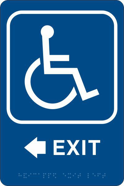 ADA Braille Handicap Exit Left Arrow Sign With Picto, Acrylic – Lawson ...