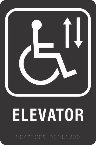 ADA Braille Handicap Elevator Up/Down Arrow Sign With Picto, Acrylic ...