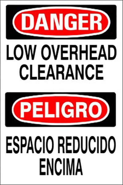 Danger Low Overhead Clearance Sign, Aluminum .040 – Lawson Products