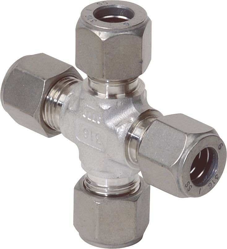 Instrumentation Fitting, Cross, 1/2" Tube, Stainless Steel – Lawson ...