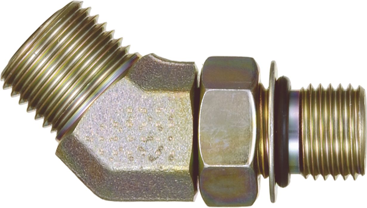 Hydraulic Adapters, 45° Elbow, Male ORFS X Male SAE ORB – Lawson Products