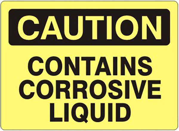 Caution Contains Corrosive Liquid Sign, Aluminum .040 – Lawson Products