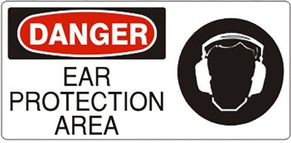 Danger Ear Protection Area Labels With Ear Protection Picto, Adhesive ...
