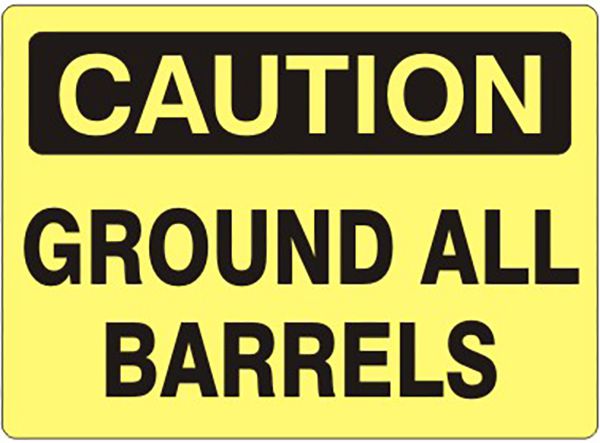 Caution Ground All Barrels Sign, Plastic .040 – Lawson Products