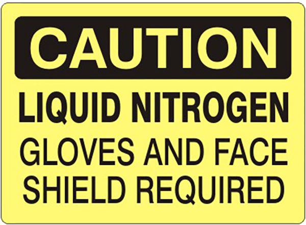 Caution Liquid Nitrogen Gloves And Face Shield Required Label, Adhesiv ...