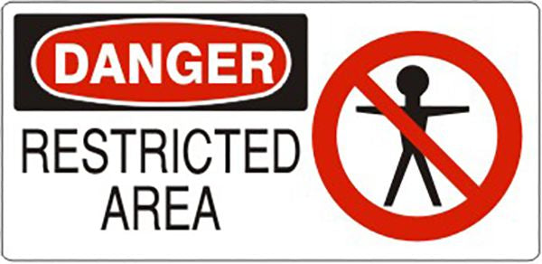Danger Restricted Area Sign With Person Picto, Plastic .040 – Lawson ...