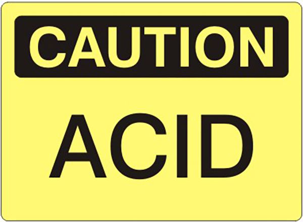 Caution Acid Sign, Fiberglass – Lawson Products