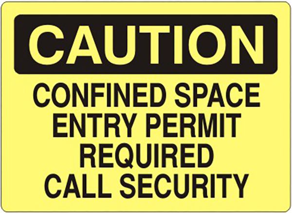 Caution Confined Space Entry Permit Required Call Security Sign, Plast ...