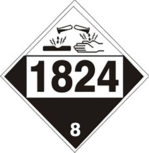 1824 Sodium Hydroxide Solution Class 8 Placard With Corrosive Picto, A ...