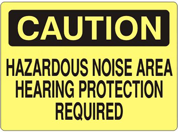 Caution Hazardous Noise Area Hearing Protection Required Sign, Fibergl ...